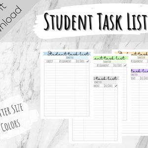 Student Task List. Student To Do List. Student organizer. US | Etsy