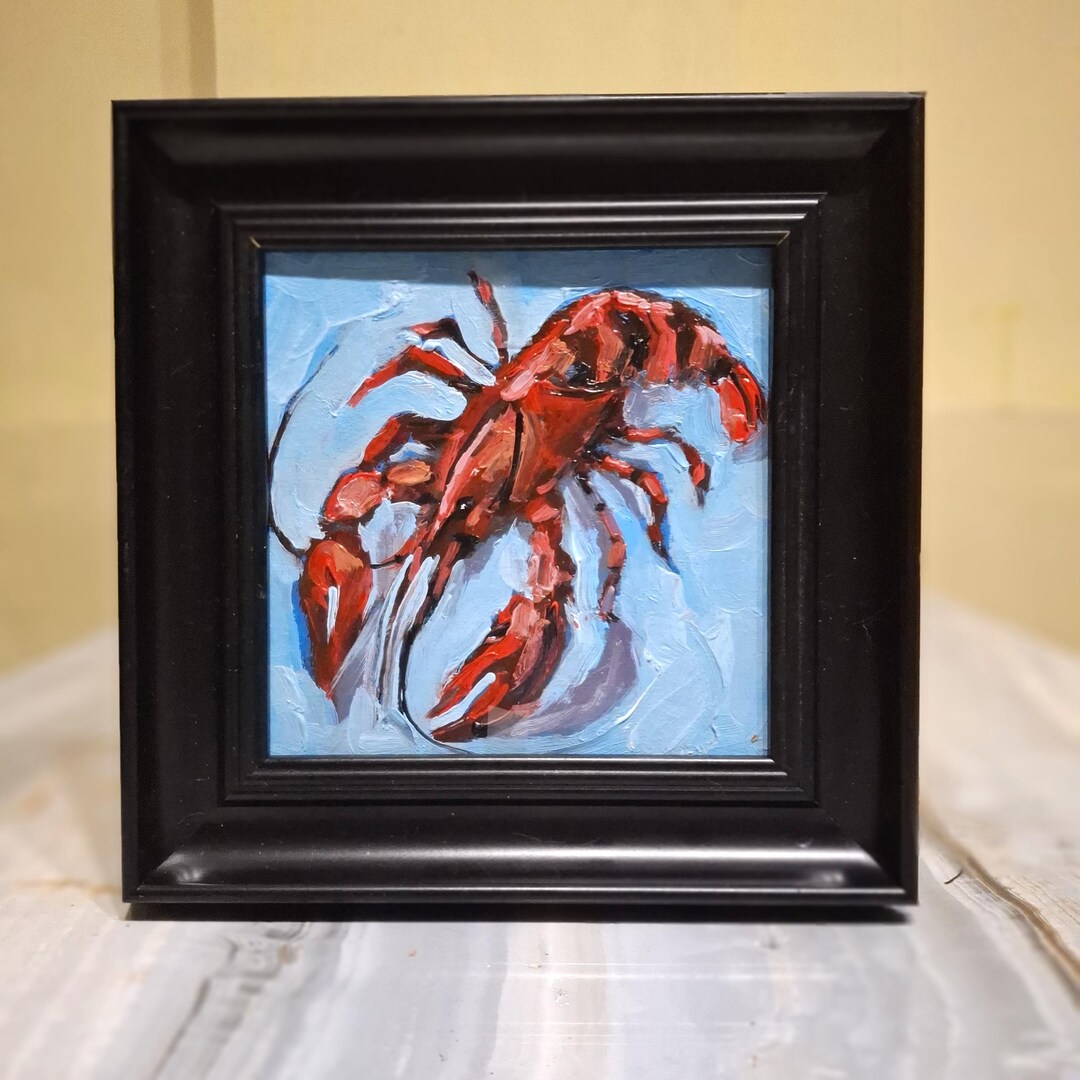 Red Crayfish Painting Oll Paintng Crayfish Art Original Painting ...
