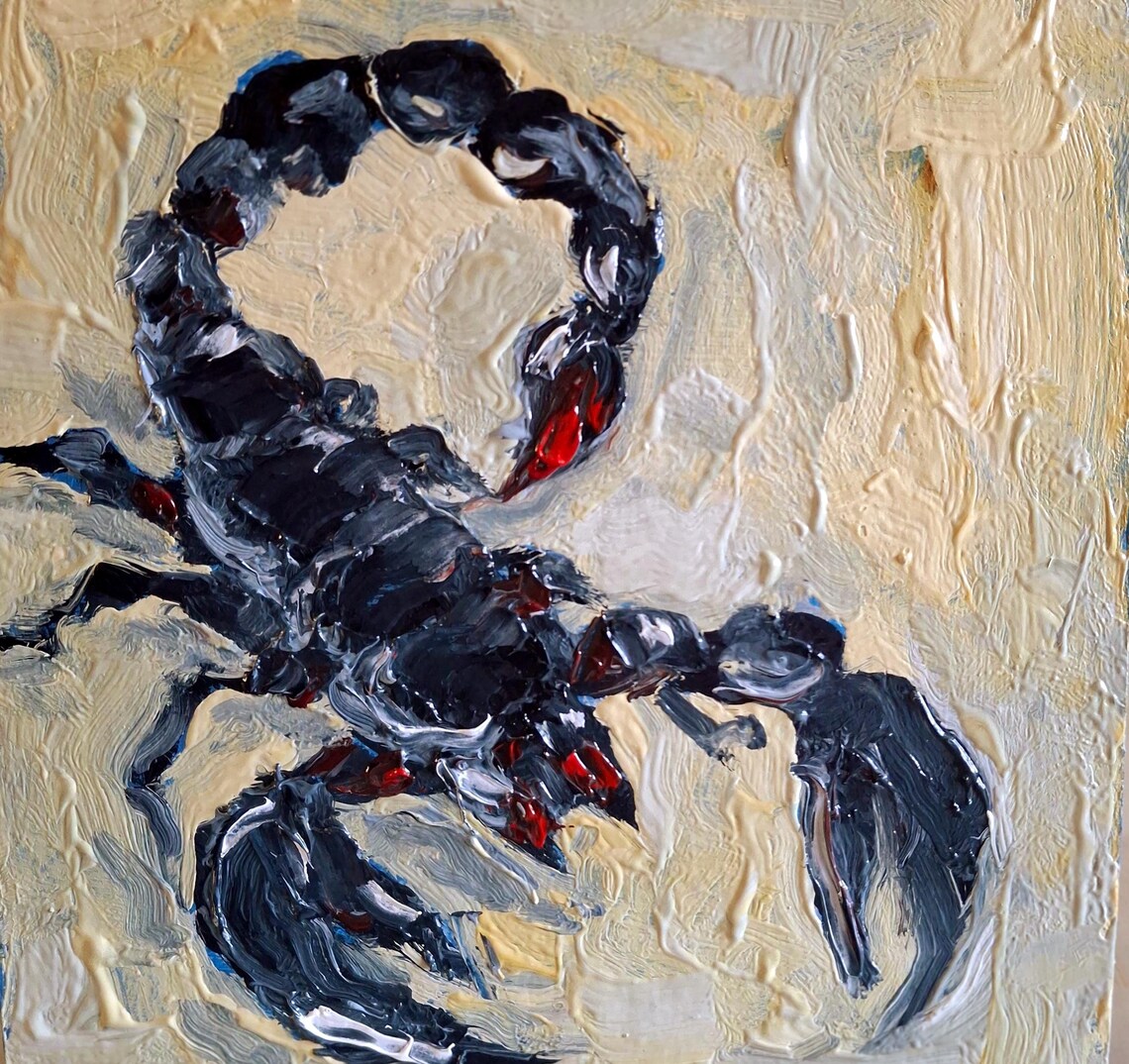 Scorpio Oil Painting.scorpio Original Painting.impasto Painting.gift ...