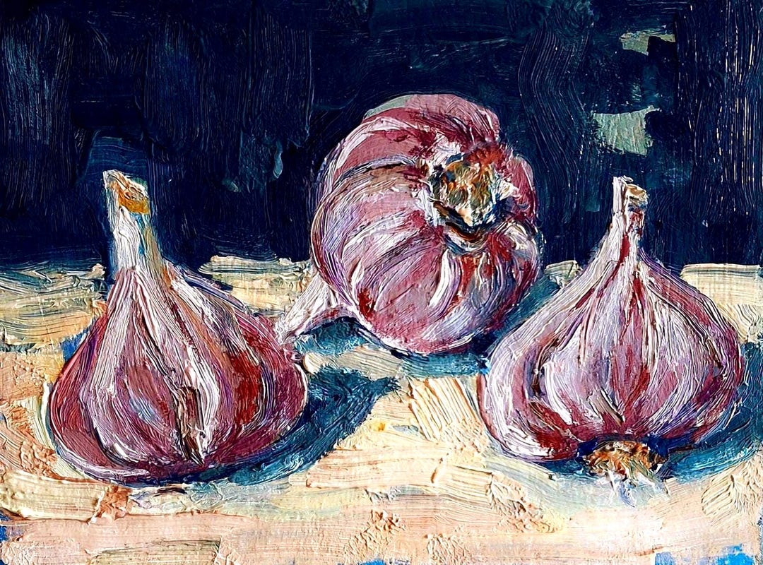 Garlic Painting Kitchen Wall Art.garlic Painting Original.garlic Oil ...