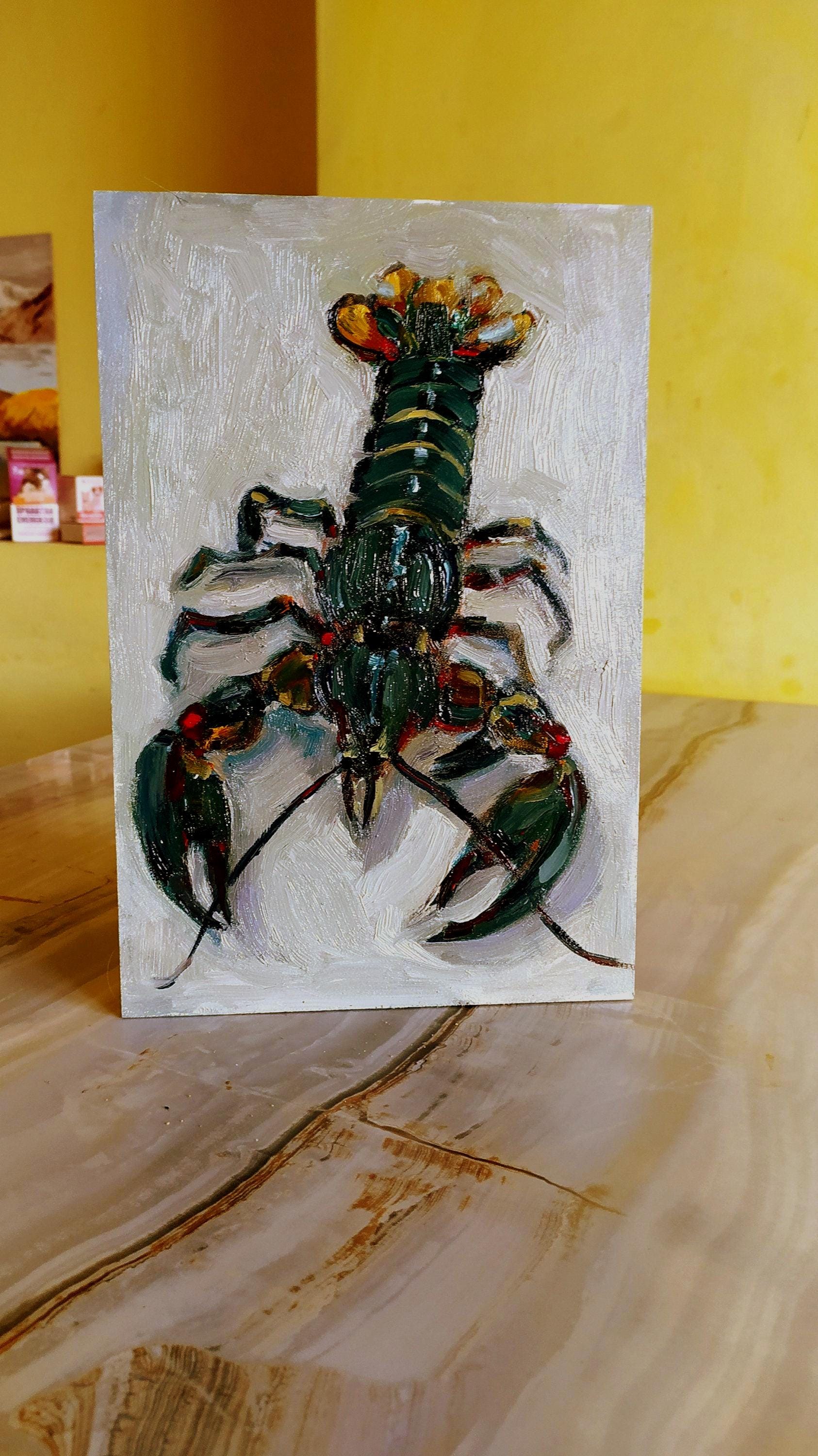 Lobster Painting.lobster Oil Painting.seafood Art.lobster Original ...
