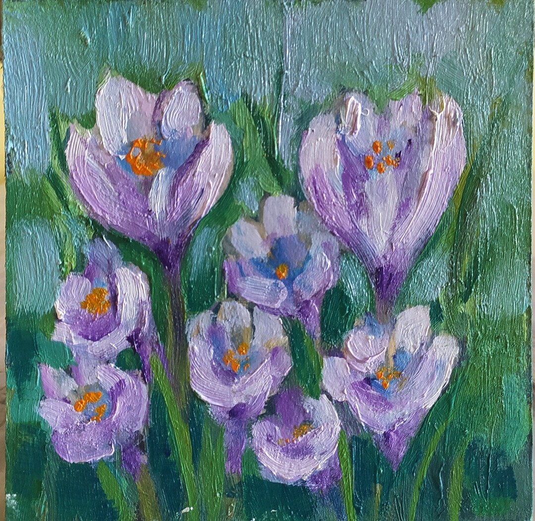 Painting With Flowers Crocuses Miniature Painting.crocus Flowers Oil ...