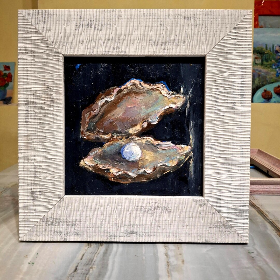 Seashell Painting.seashell With a Pearl Oil Painting.original Art.shell ...