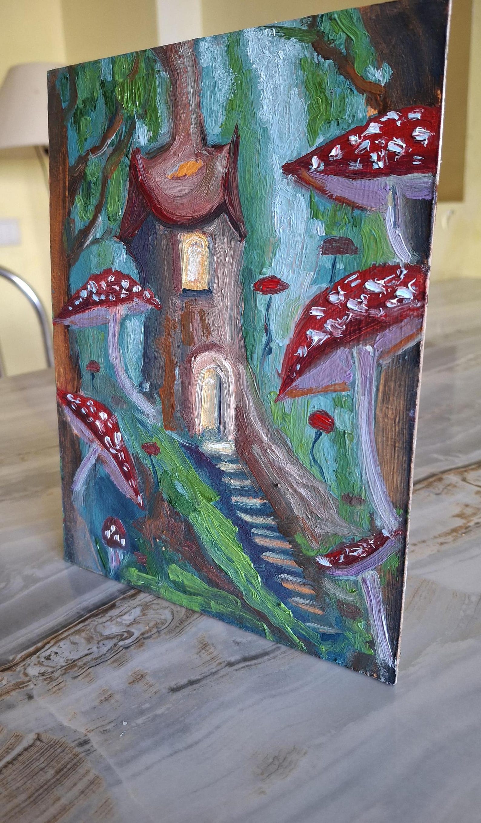 Mystical Painting.magic Forest Painting.fairytale House in the Forest ...