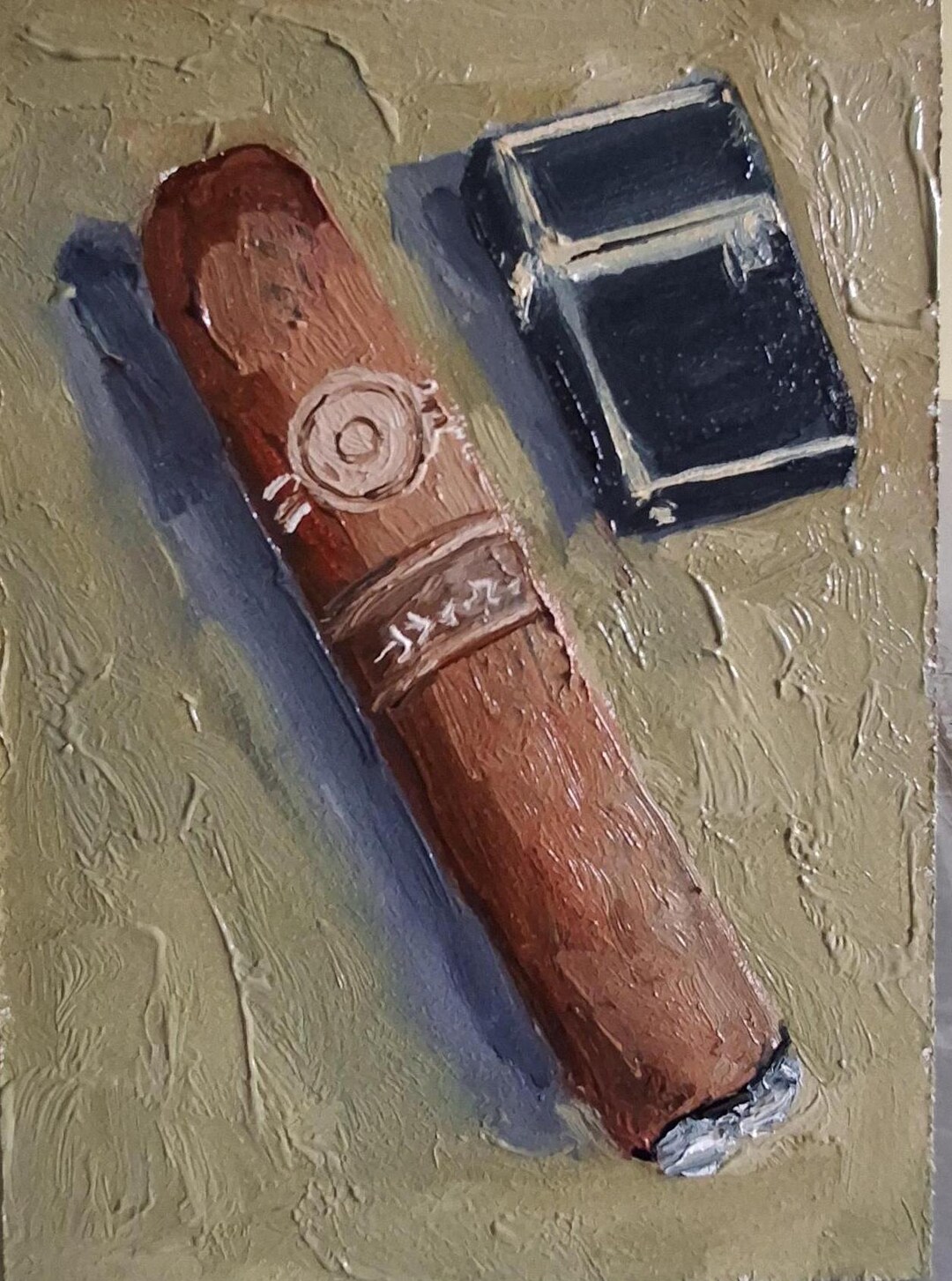Cigar Painting Cigar Original Painting Cigar and Lighter Painting Cigar ...