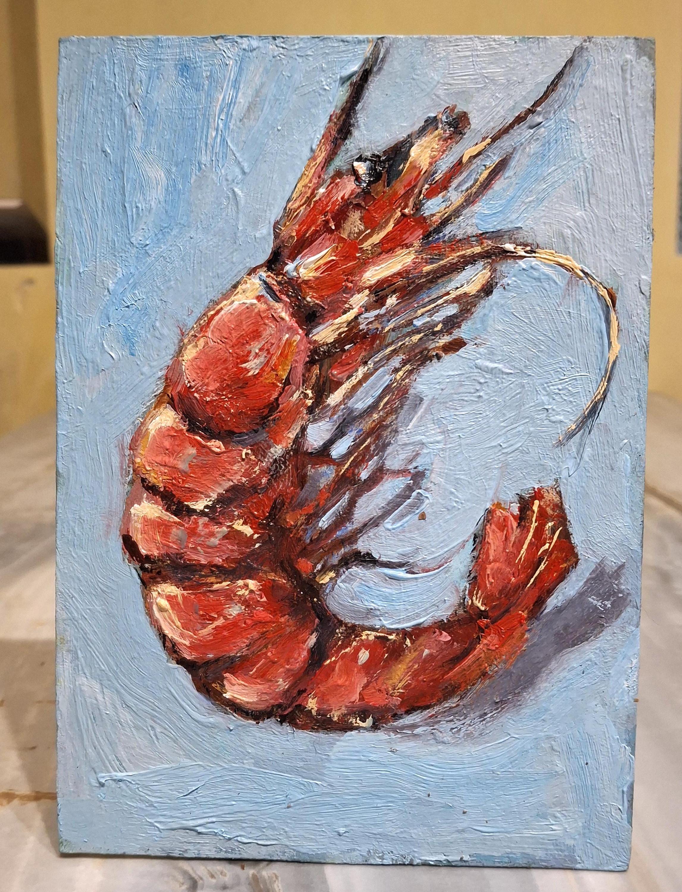 Shrimp Painting.red Shrimp Original Painting.seafood Painting.red ...