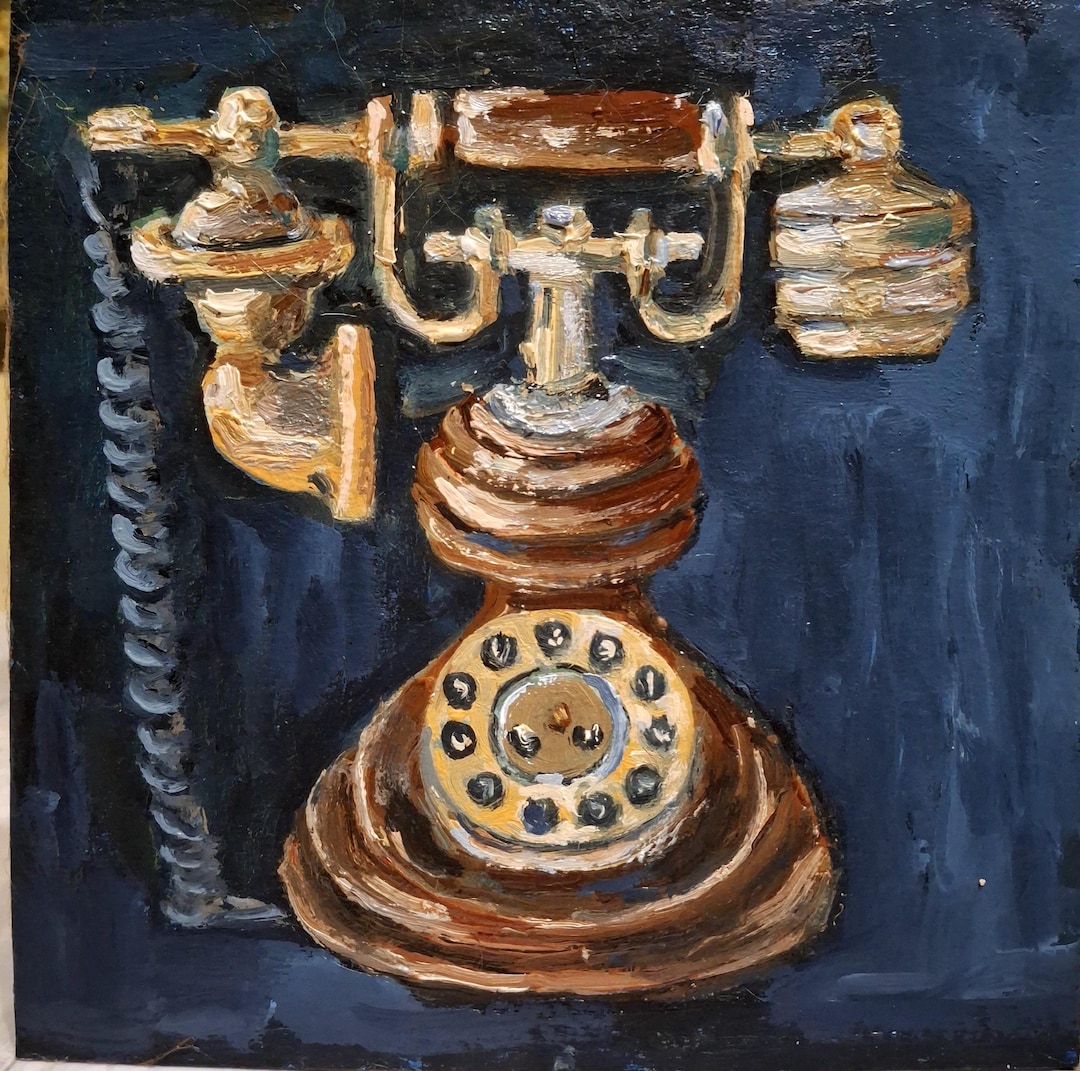Vintage Phone Painting Oil Painting Original Art Antique Telephone ...
