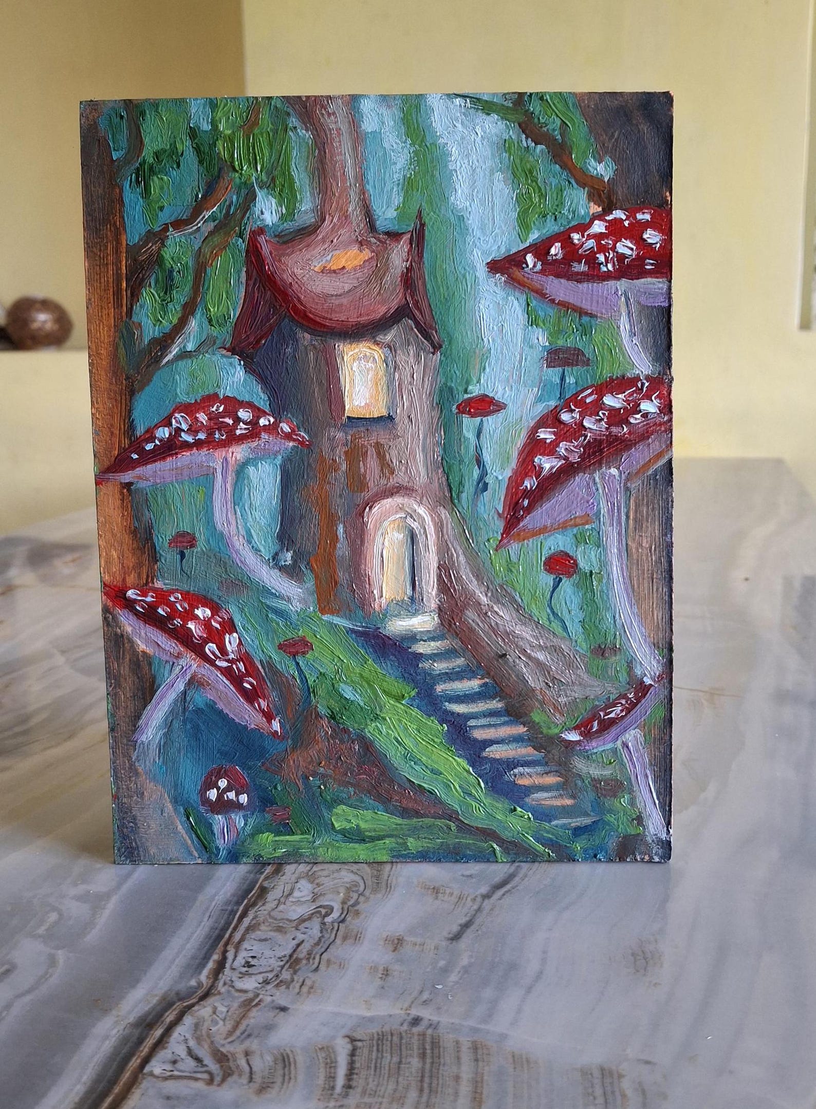 Mystical Painting.magic Forest Painting.fairytale House in the Forest ...