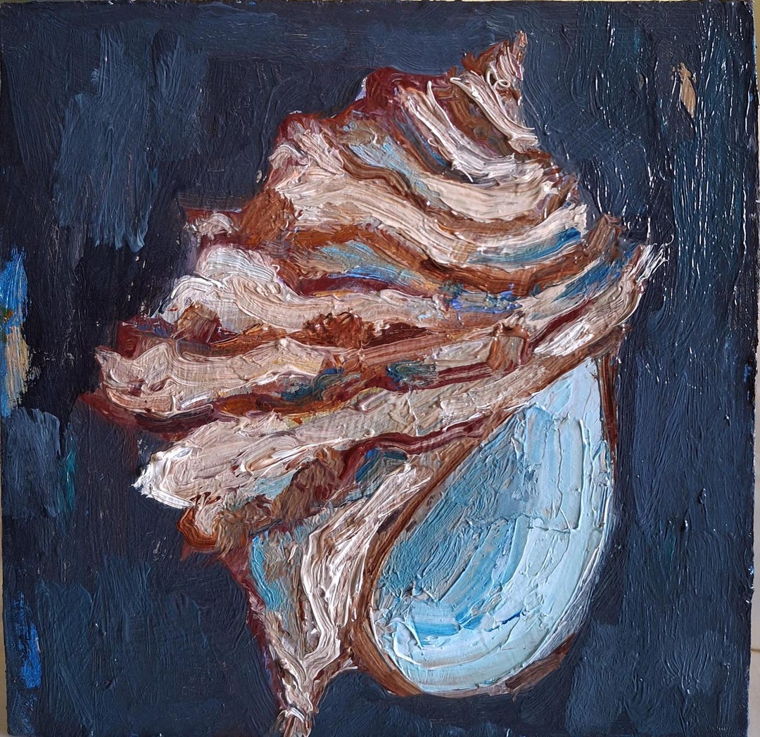 Seashell Painting.seashell Oil Painting.seashell Original Handmade ...