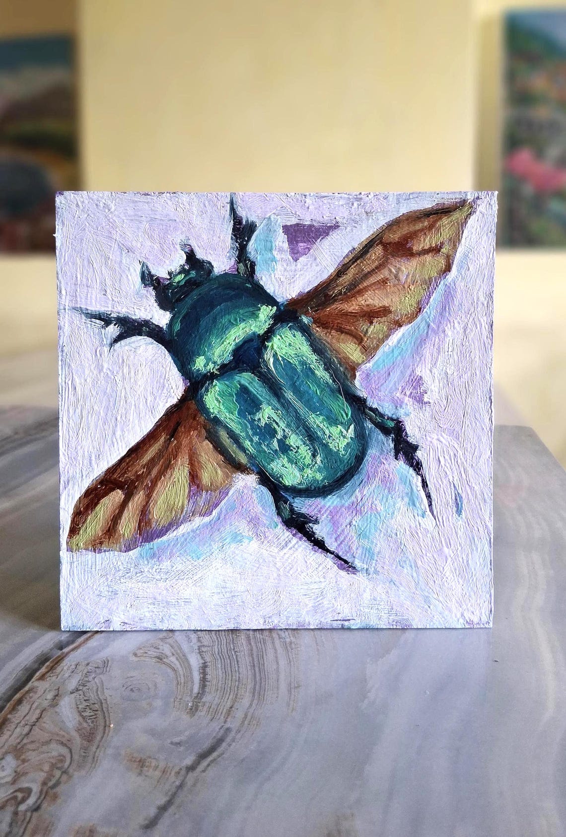 Scarab Beetle Painting. Scarab Oil Painting.bug Art.original Hand ...