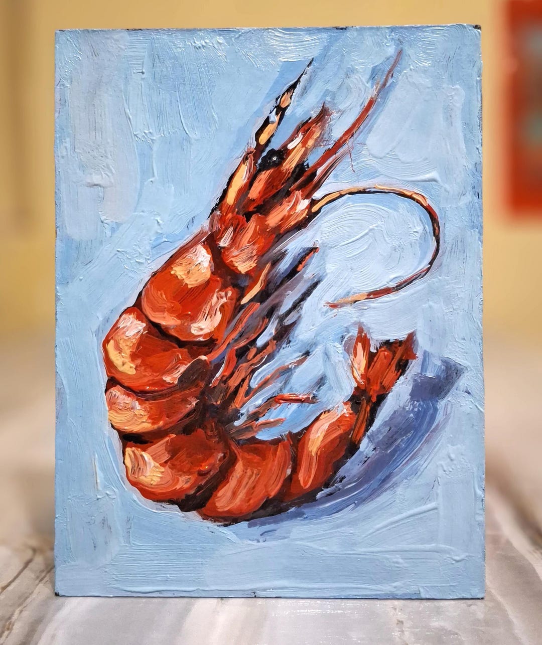 Shrimp Painting Oil Painting Red Shrimp Painting Original Art Painting ...