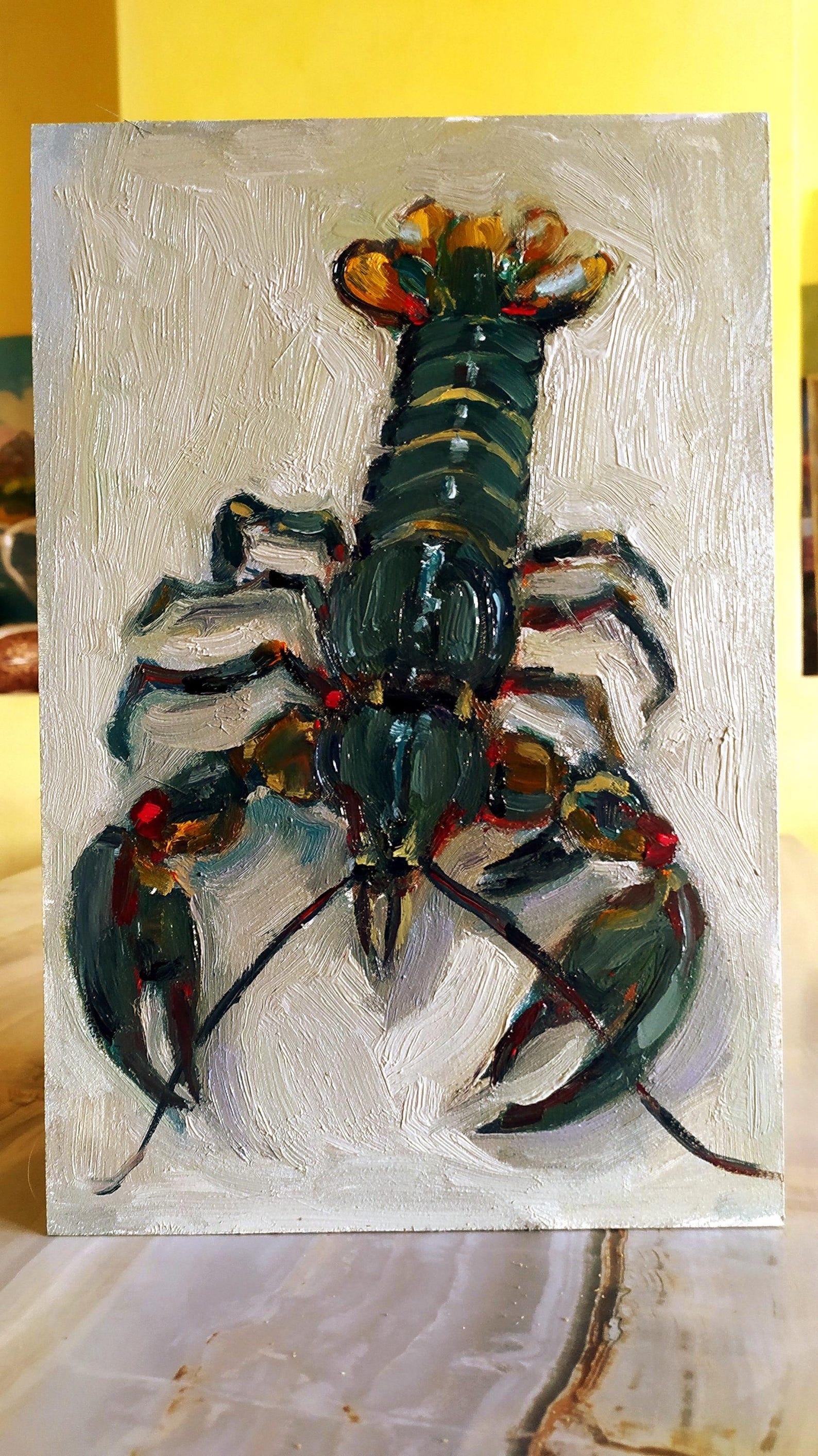 Lobster Painting.lobster Oil Painting.seafood Art.lobster Original ...