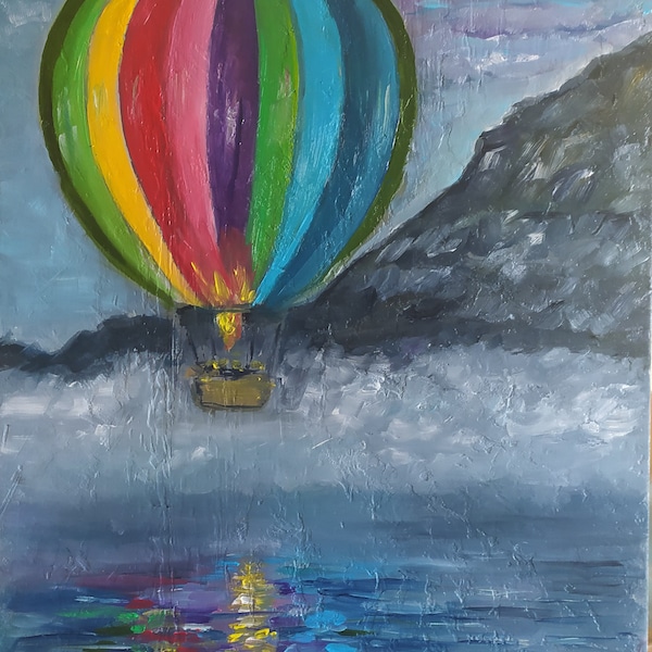 Hot Air Balloon Oil Painting - Etsy