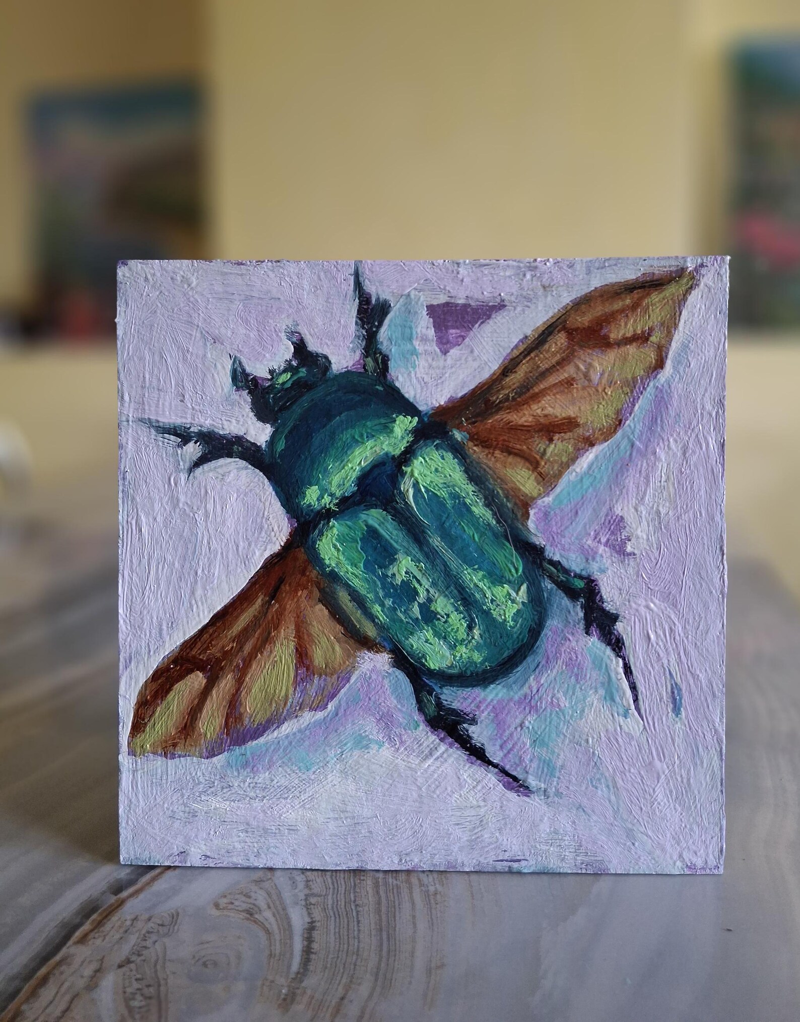 Scarab Beetle Painting. Scarab Oil Painting.bug Art.original Hand ...