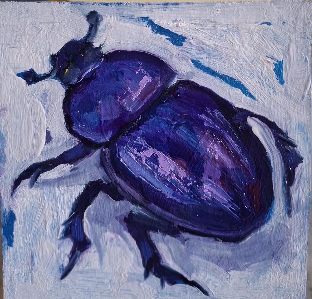 Scarab Beetle Art.purple Scarab Original Painting.scarab Oil Painting ...