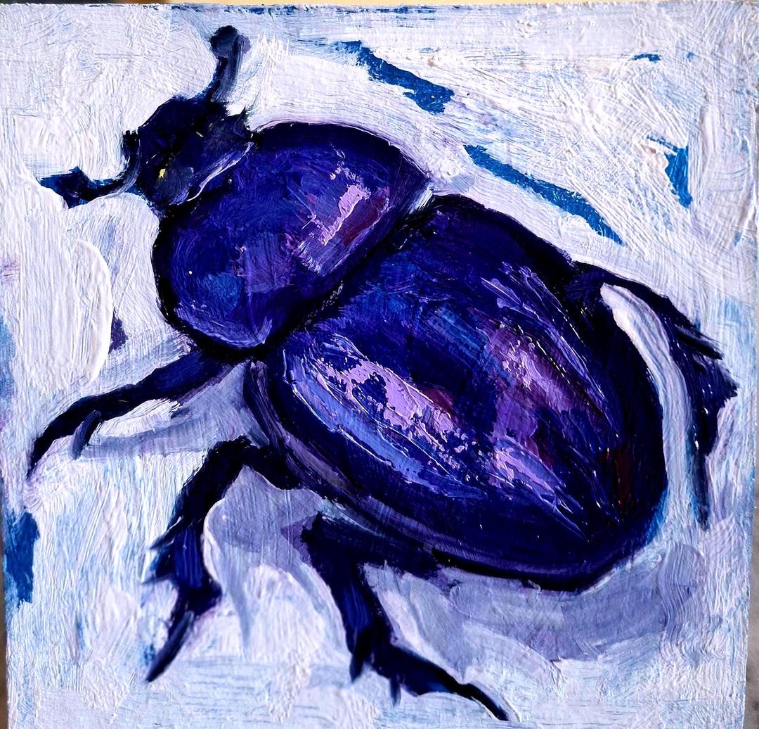 Scarab Beetle Art.purple Scarab Original Painting.scarab Oil Painting ...