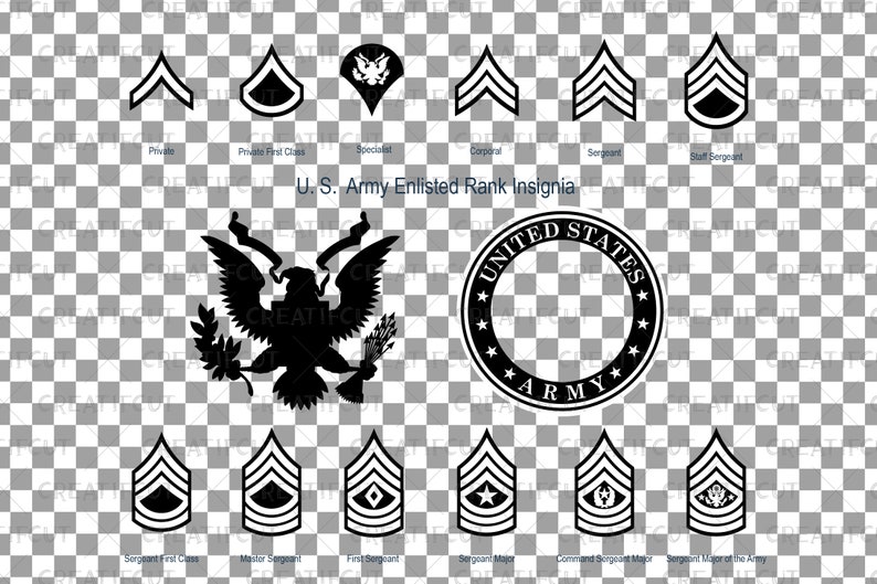 US Army Rank Insignia SVG Clipart: Military Graphics Pack - Etsy
