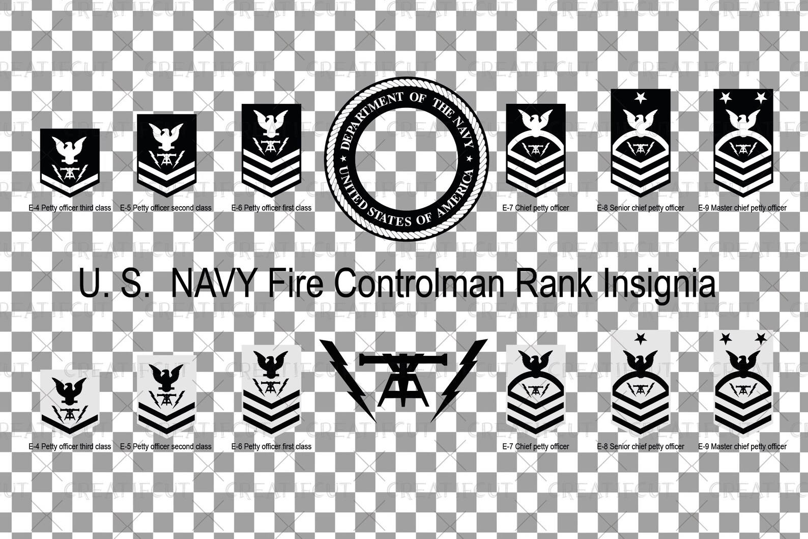 US Navy Fire Controlman Ranks Insignia, USN Clip Art (svg, Png, Jpg ...