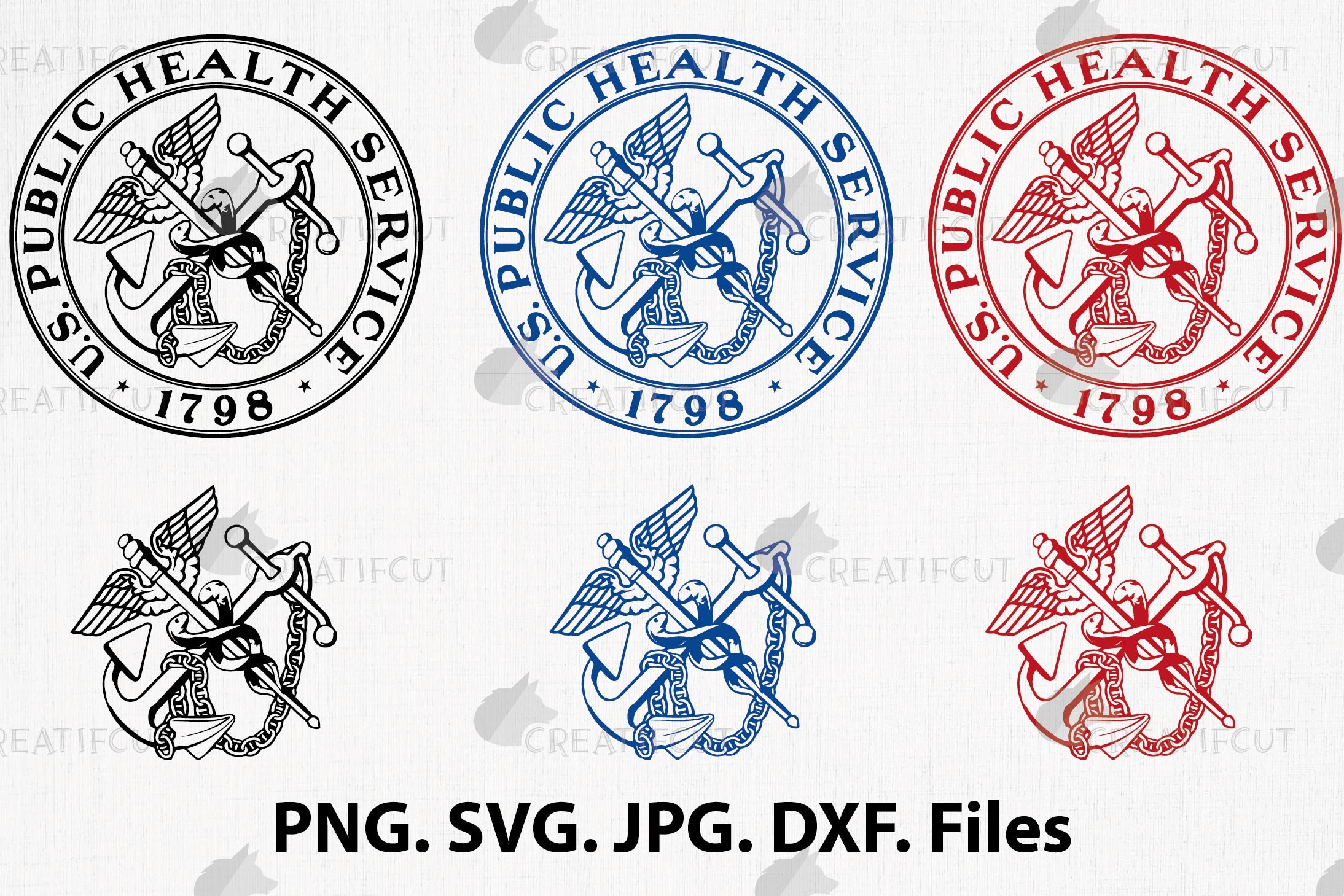 United States Public Health Service Seal and Insignia Svg. Black, Red ...