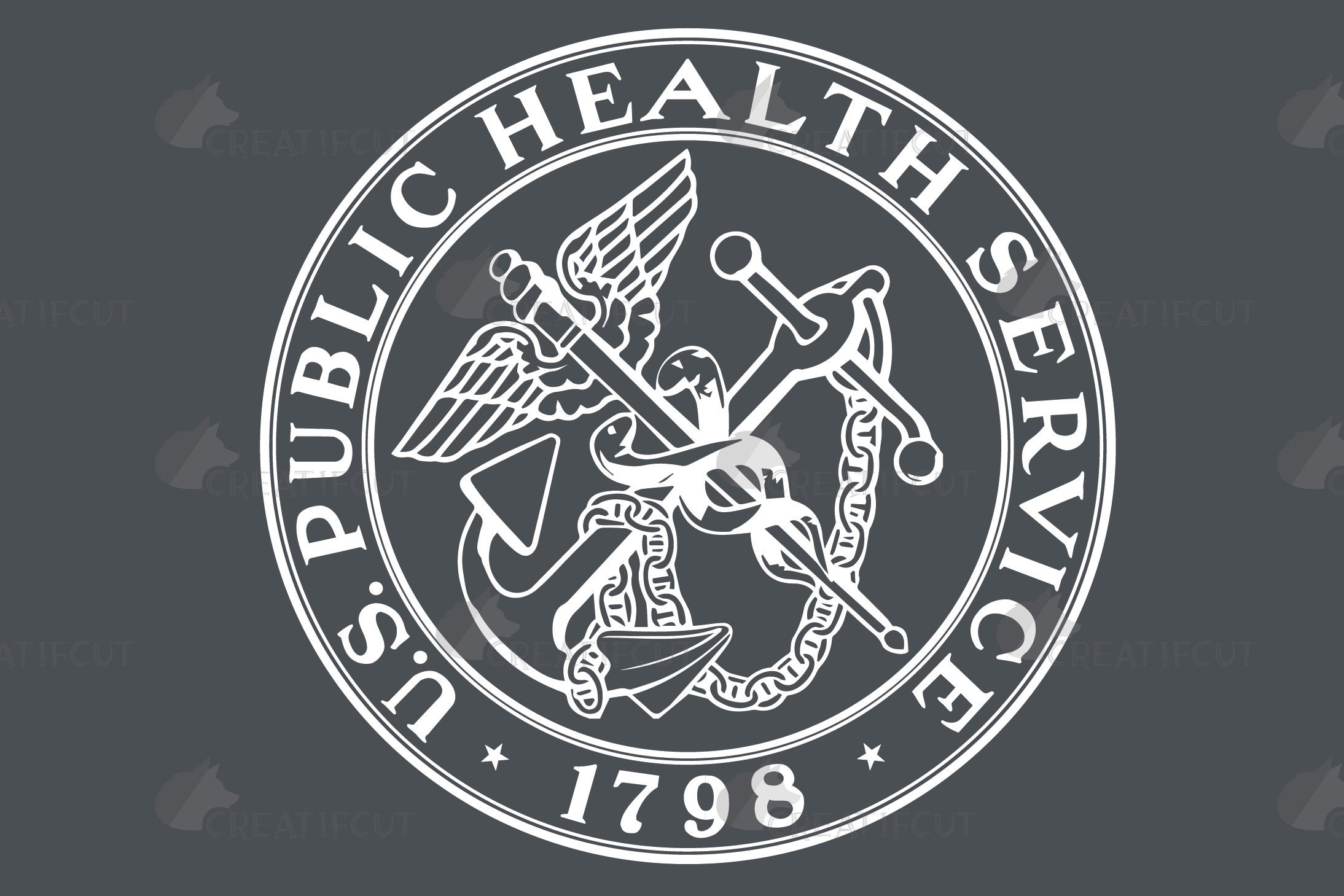United States Public Health Service Seal and Insignia Svg. Black, Red ...