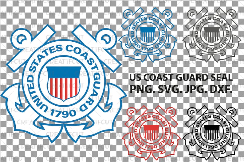 United States Coast Guard Seal Svg. Color, Black, Red, Blue USCG Seal ...