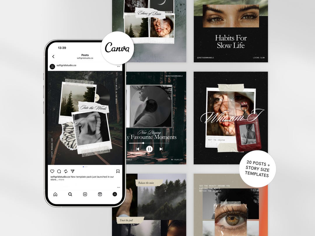 Moody Instagram Templates for Coaches, Content Creators, Holistic Self ...