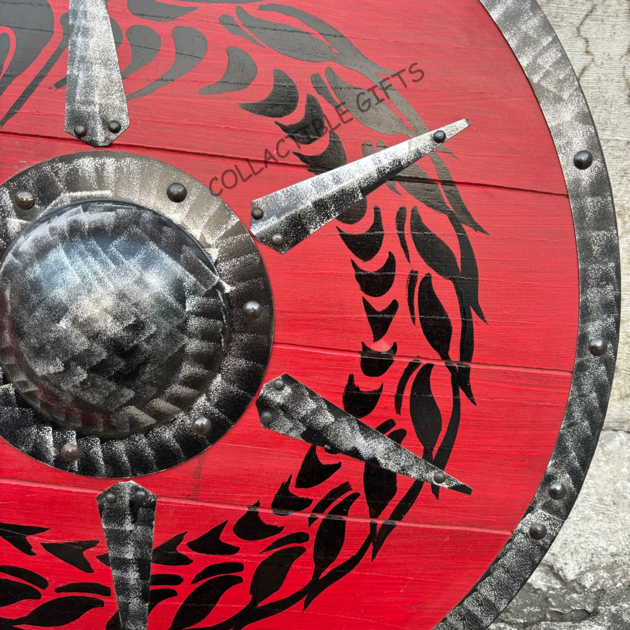 Dragon Wooden Shield , Authentic Viking Red Ouroboros Wooden Shield ...