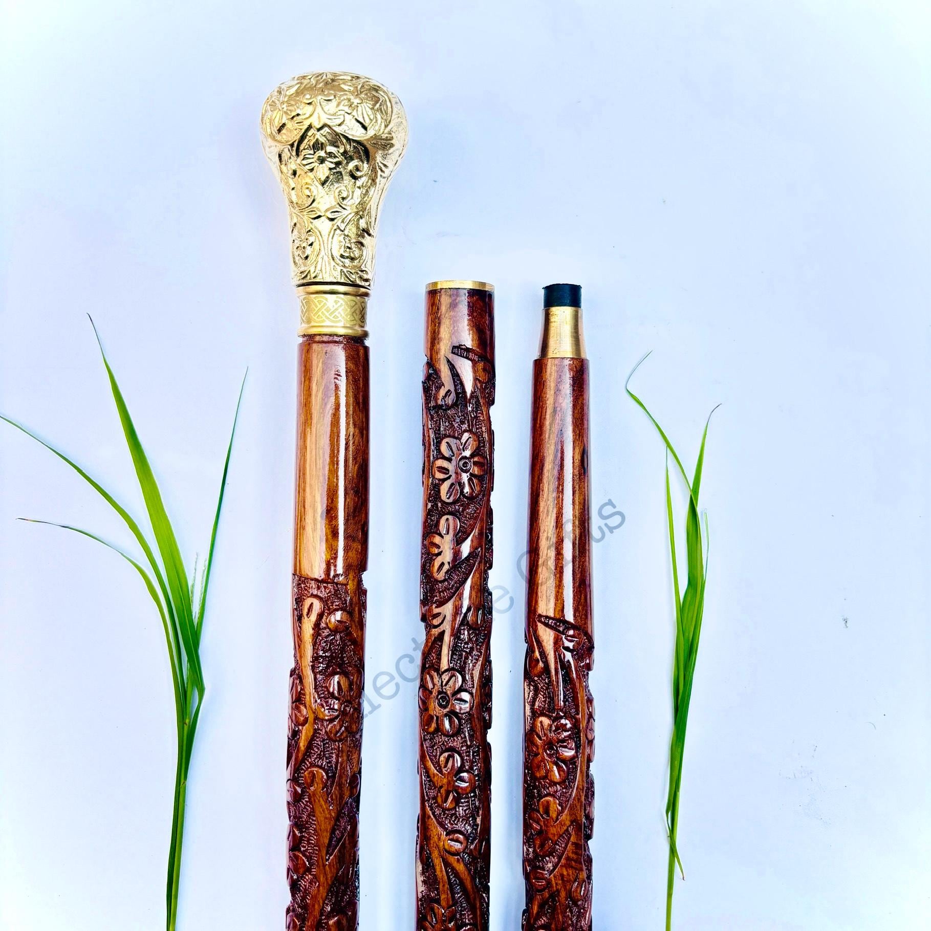 Personalized Wooden Walking Stick - Engraved Carving Cane - Designer ...