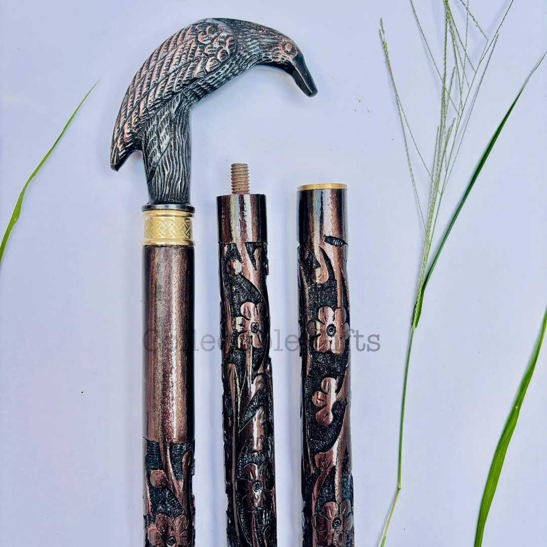 Personalized Crow Walking Stick - Engraved Raven Walking Cane - Bird ...
