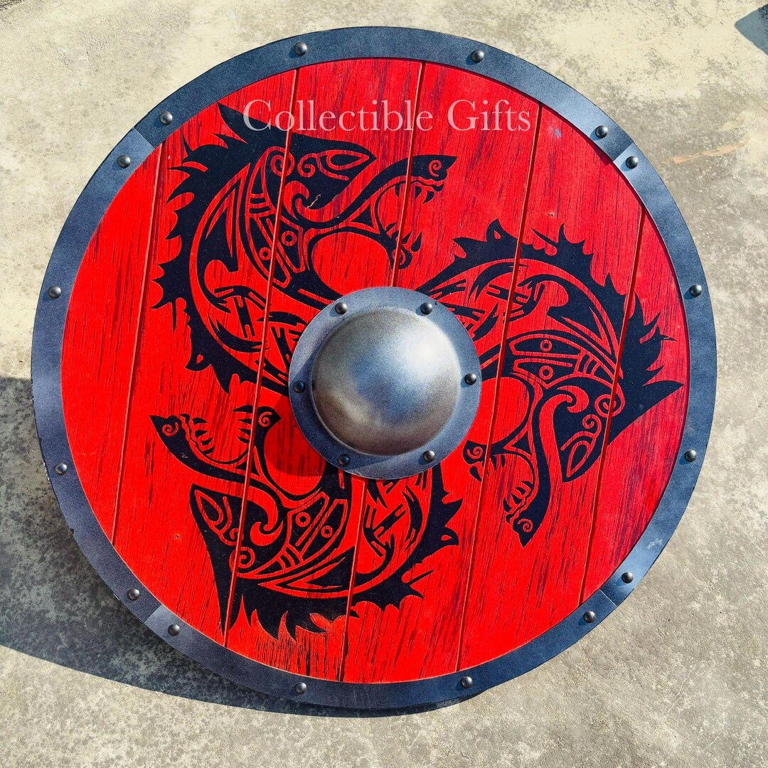 Fenrir Viking Shield - Fenrir Wolf Viking Shield - Eivor Valhalla Raven ...