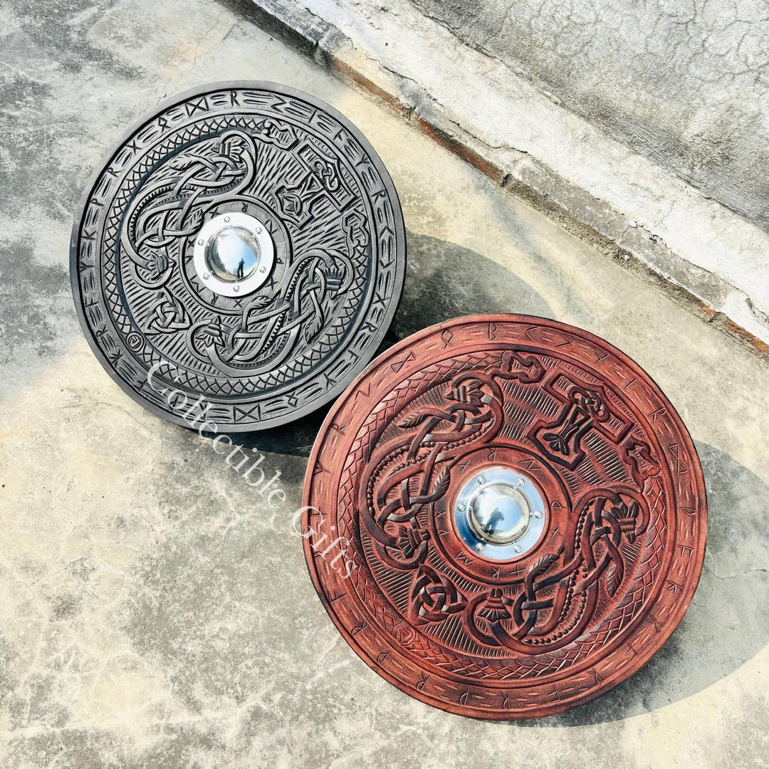 Warrior Norse Shield - Viking Battle Shield - Medieval Wooden Shield ...