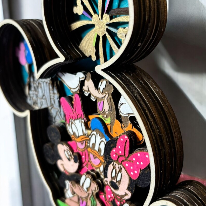 Wooden Mickey Mouse Layered Art: Hand-painted Theme Park Decor - Etsy