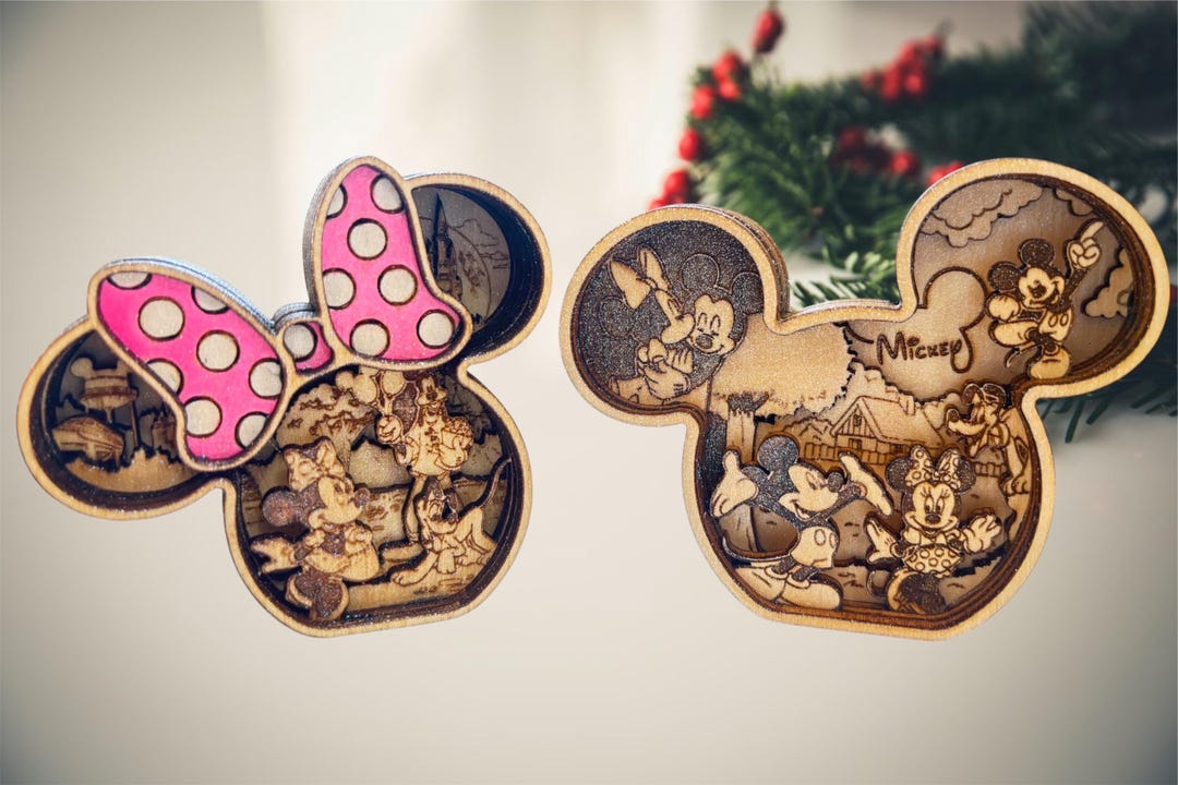 MINI Minnie and Mickey Mouse Wood Desk Scene, Fan Gift Set - Etsy