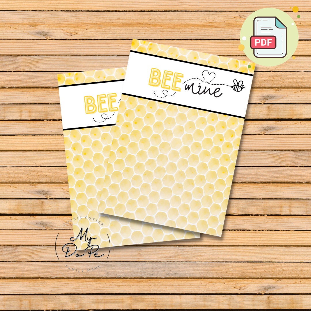 Bee Mine PRINTABLE Valentine's Day Cookie Card PDF File Mydope Cookie ...