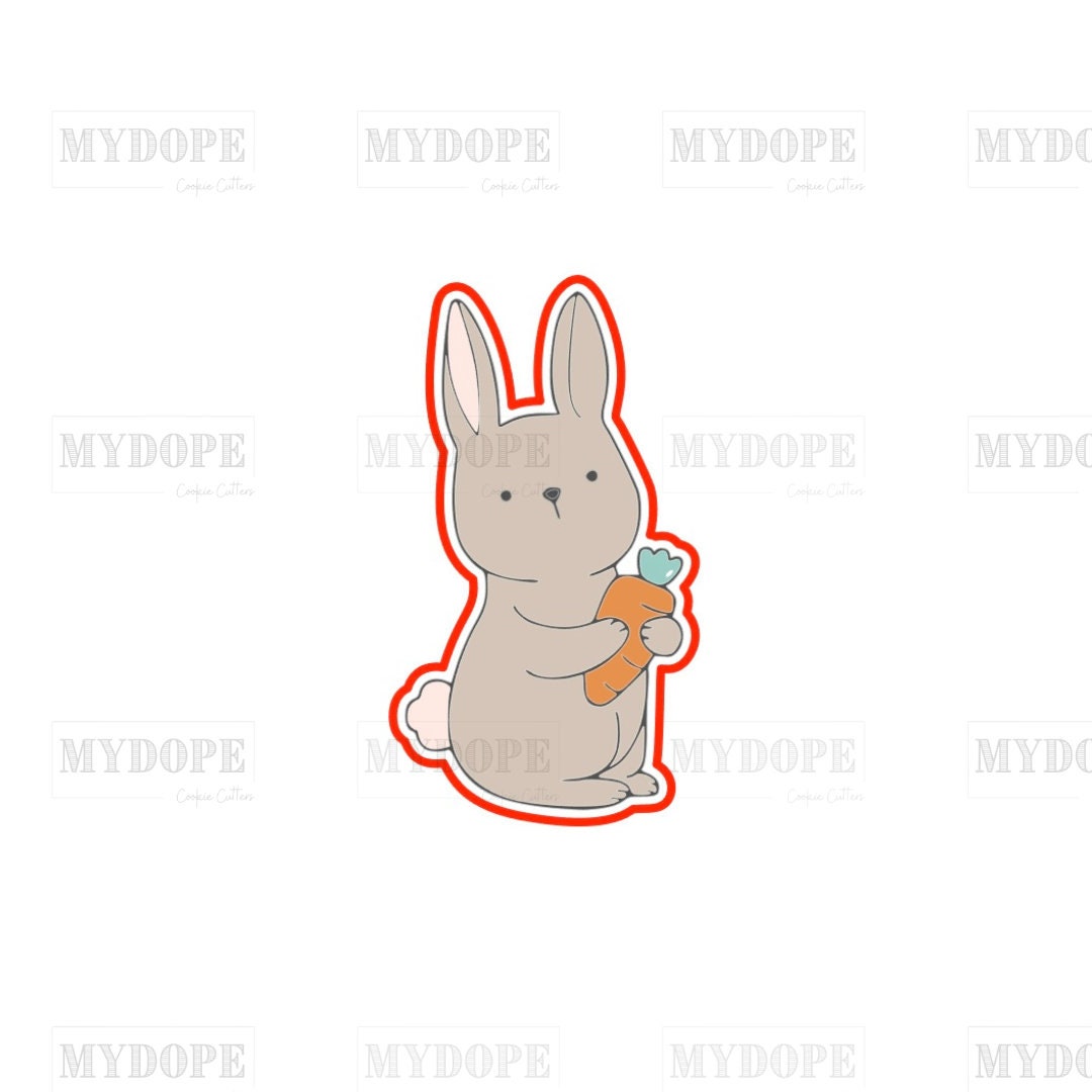 Easter Bunny "gus" With Carrot Cookie Cutter - Mydope Cutters - Easter ...