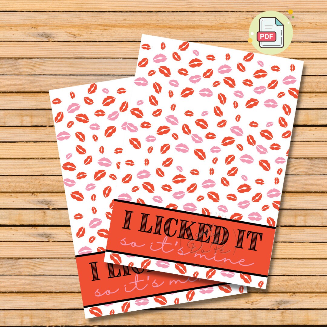 I LICKED It so It's Mine PRINTABLE Valentine's Day Cookie Card PDF File ...