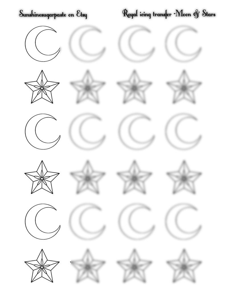Moon & Stars - Royal Icing Transfer Sheets - Etsy