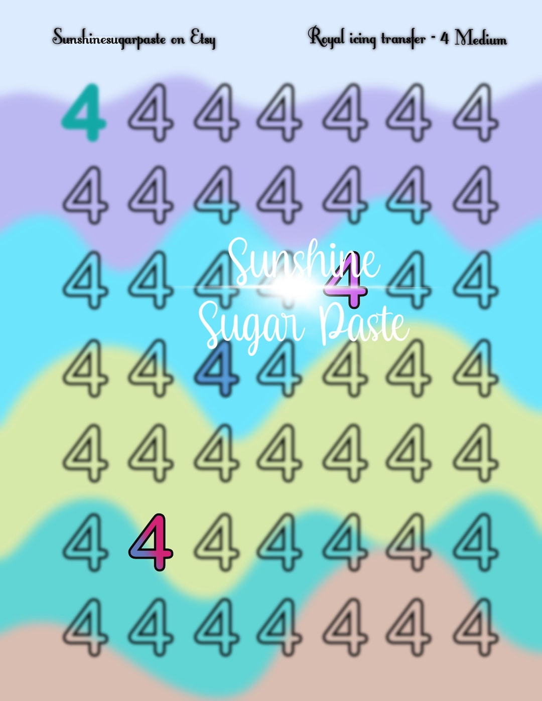 Number 4 - Royal Icing Transfers - Etsy