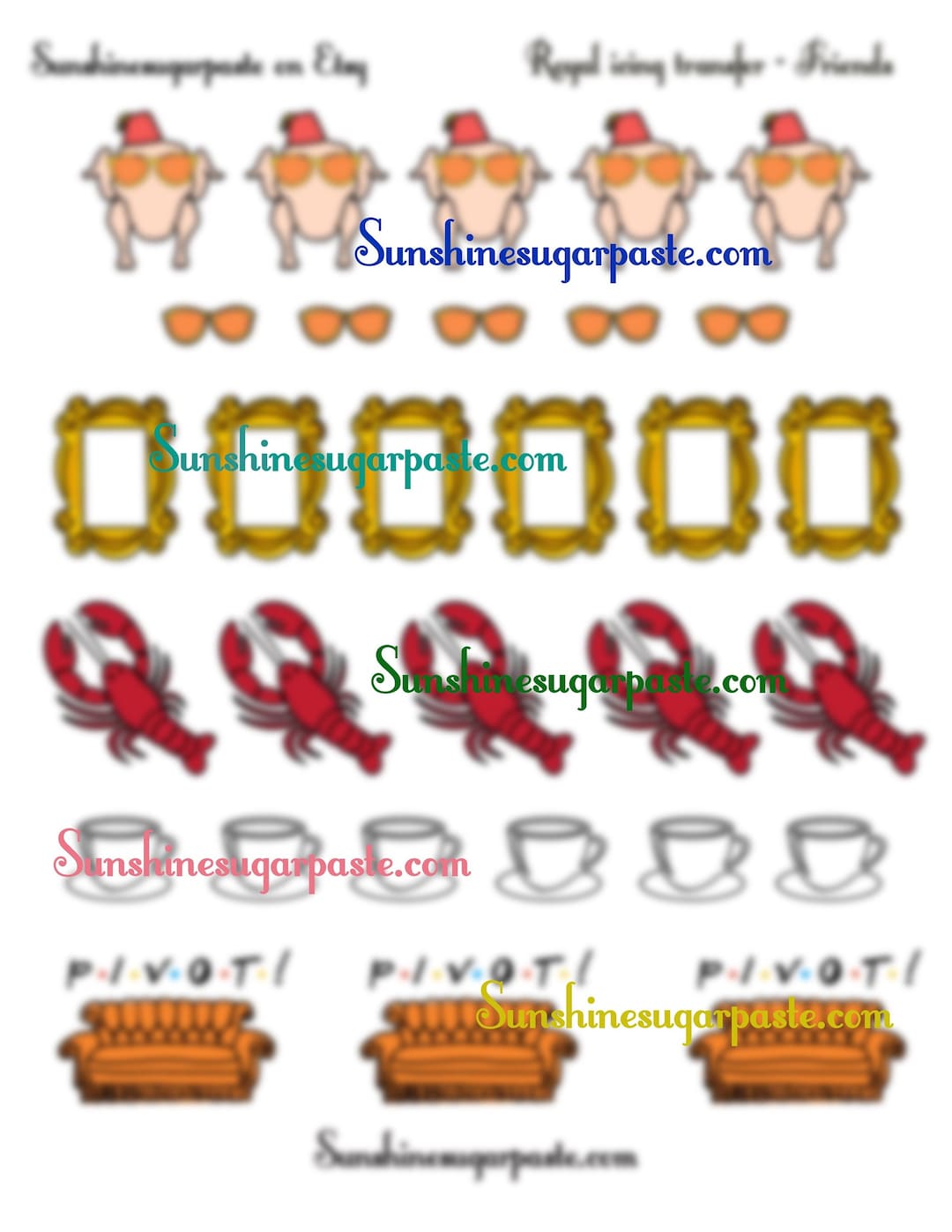 Lobster, Couch, Turkey - Royal Icing Transfer Sheets - Etsy