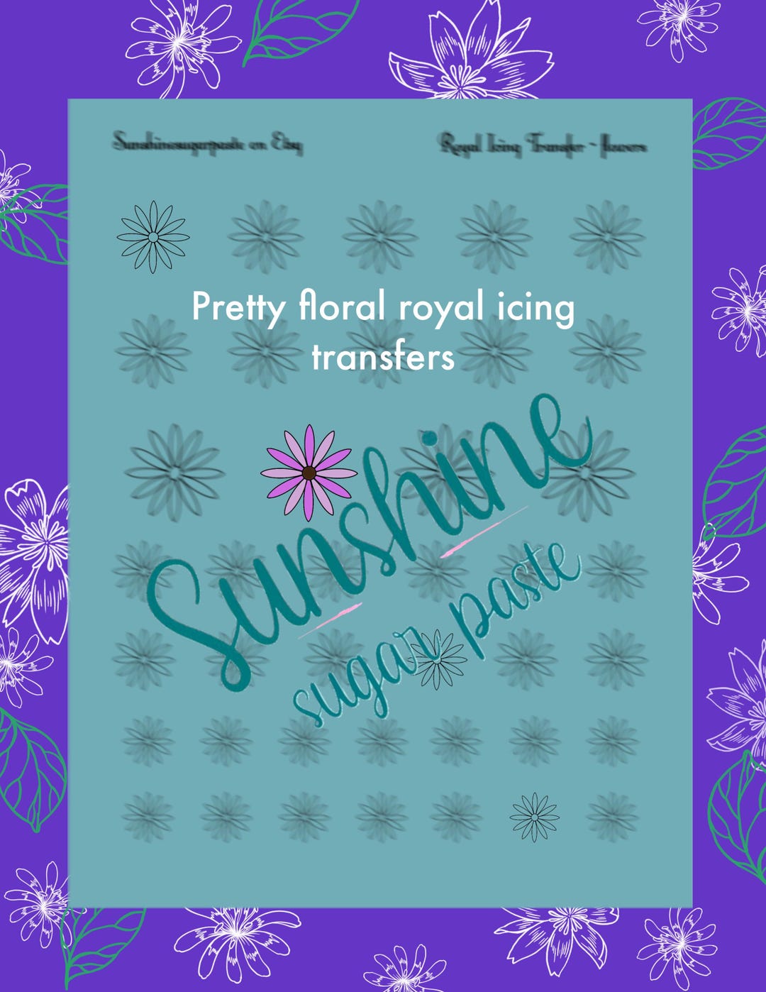 Flowers - Royal Icing Transfer Sheet - Etsy