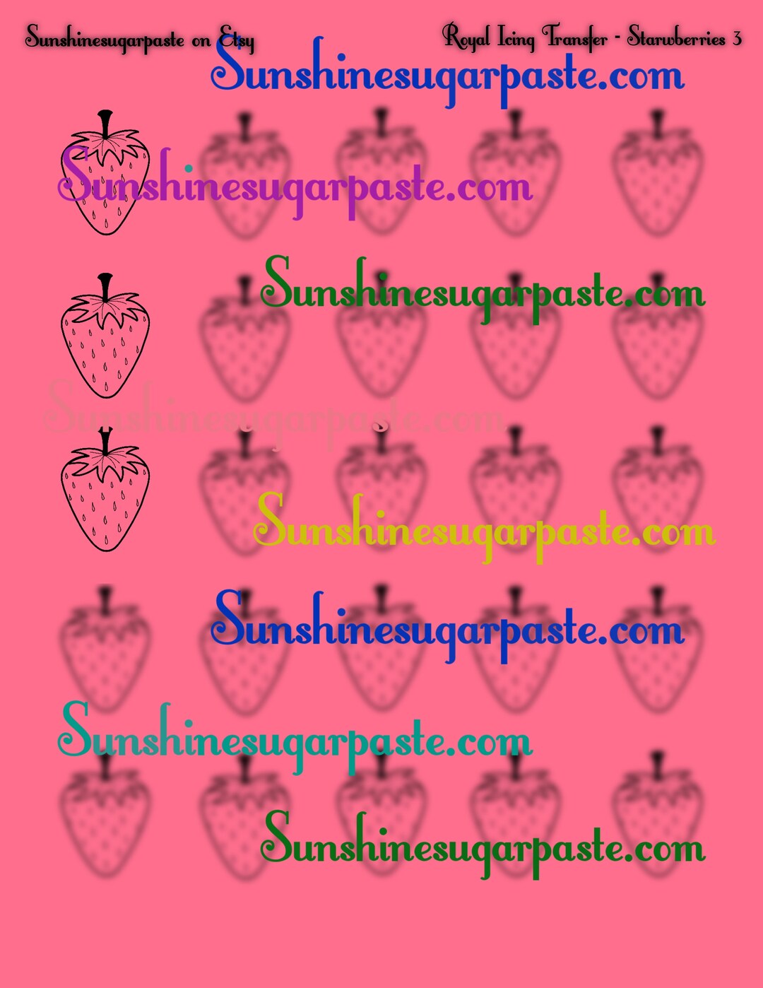 Strawberries Royal Icing Transfer Sheets - Etsy