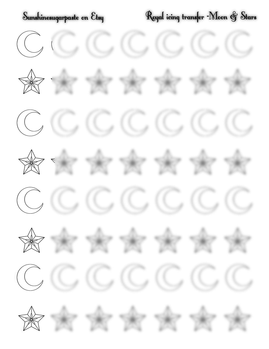 Moon & Stars - Royal Icing Transfer Sheets - Etsy