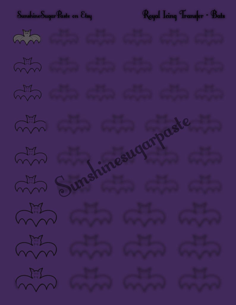 Bats - Royal Icing Transfer Sheet - Etsy