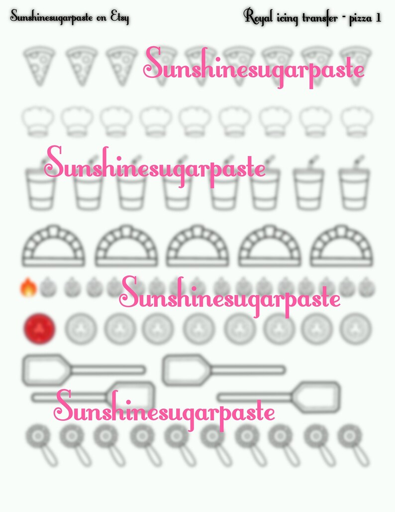 Pizza Royal Icing Transfer Sheet: Cookie Decorating Template (PDF) - Etsy