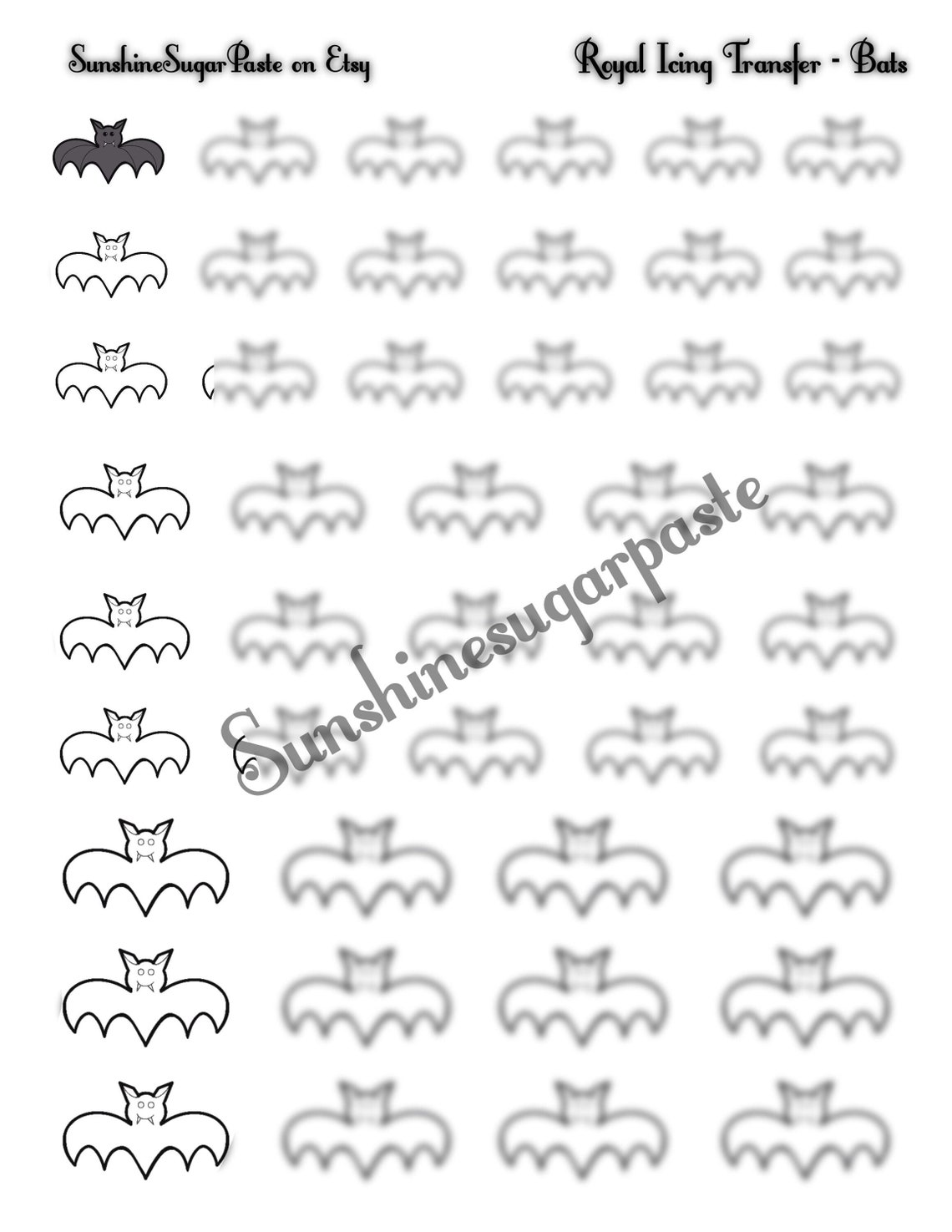 Bats - Royal Icing Transfer Sheet - Etsy