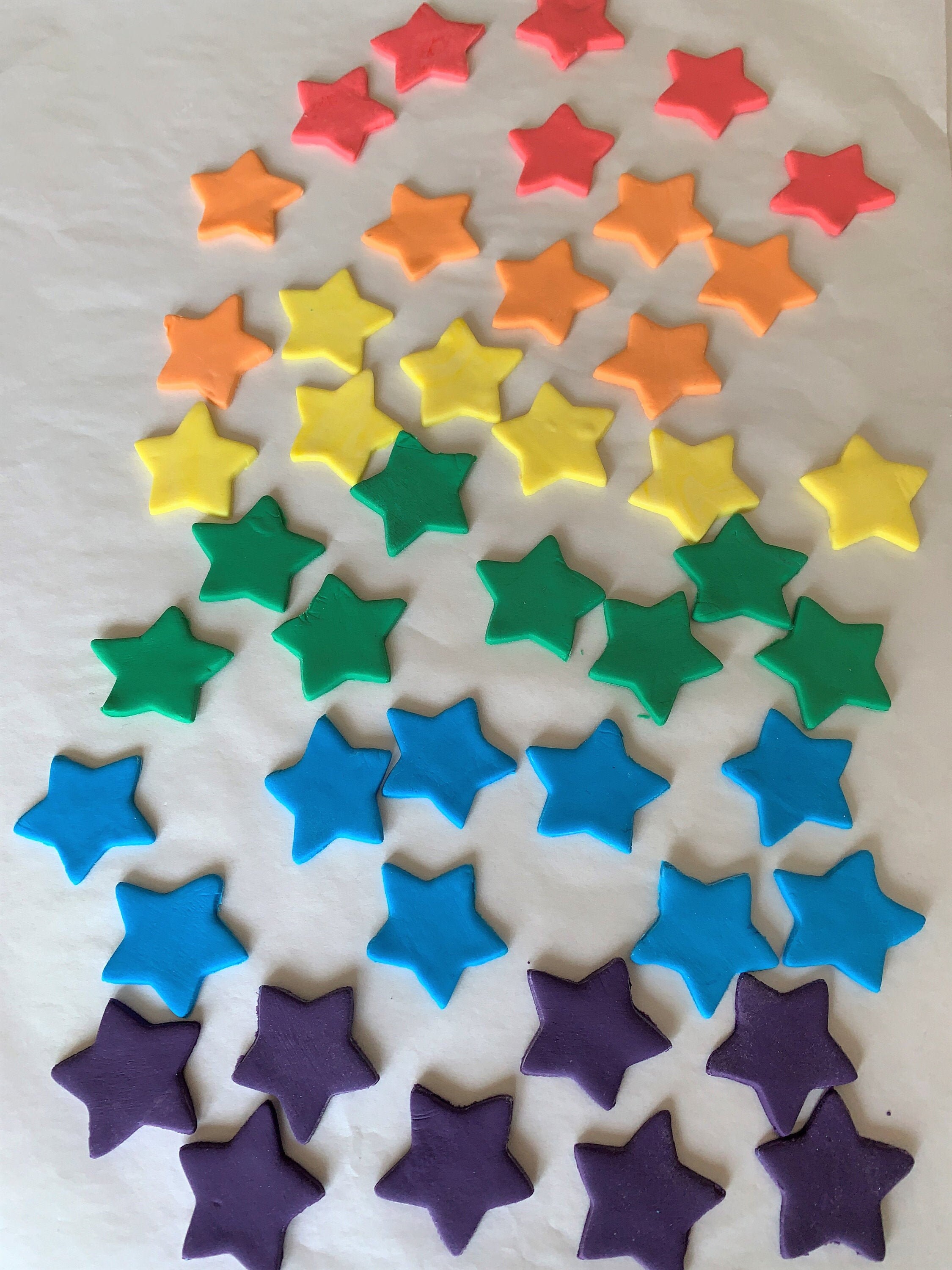 Rainbow Stars Fondant Cake Decorations - Etsy