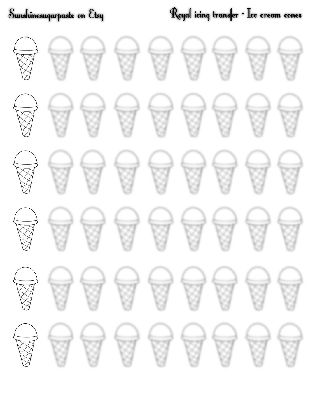 Ice Cream Cones - Royal Icing Transfer Sheet - Etsy