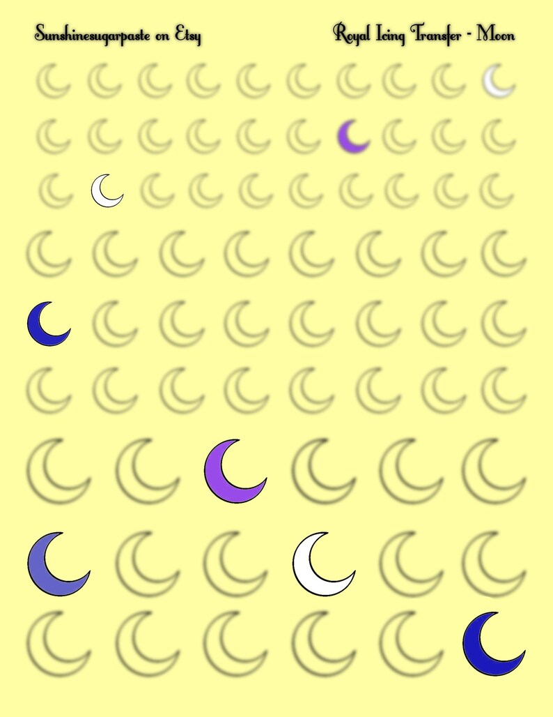 Crescent Moon - Royal Icing Transfer Sheet - Etsy