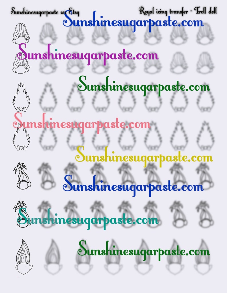 Trolls - Royal Icing Transfer Sheet - Etsy