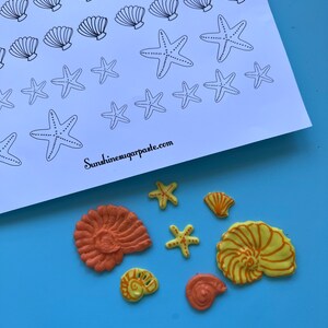 Seashells - Royal Icing Transfer Sheet - Etsy